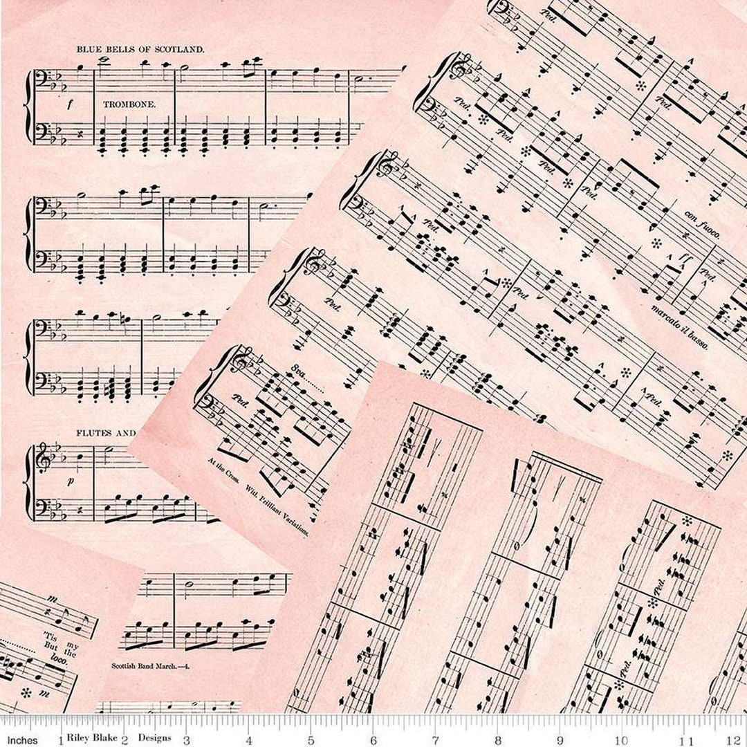 Music Notes Fabric, Musical Notes, Music Notes Words, Blush Fabric ...