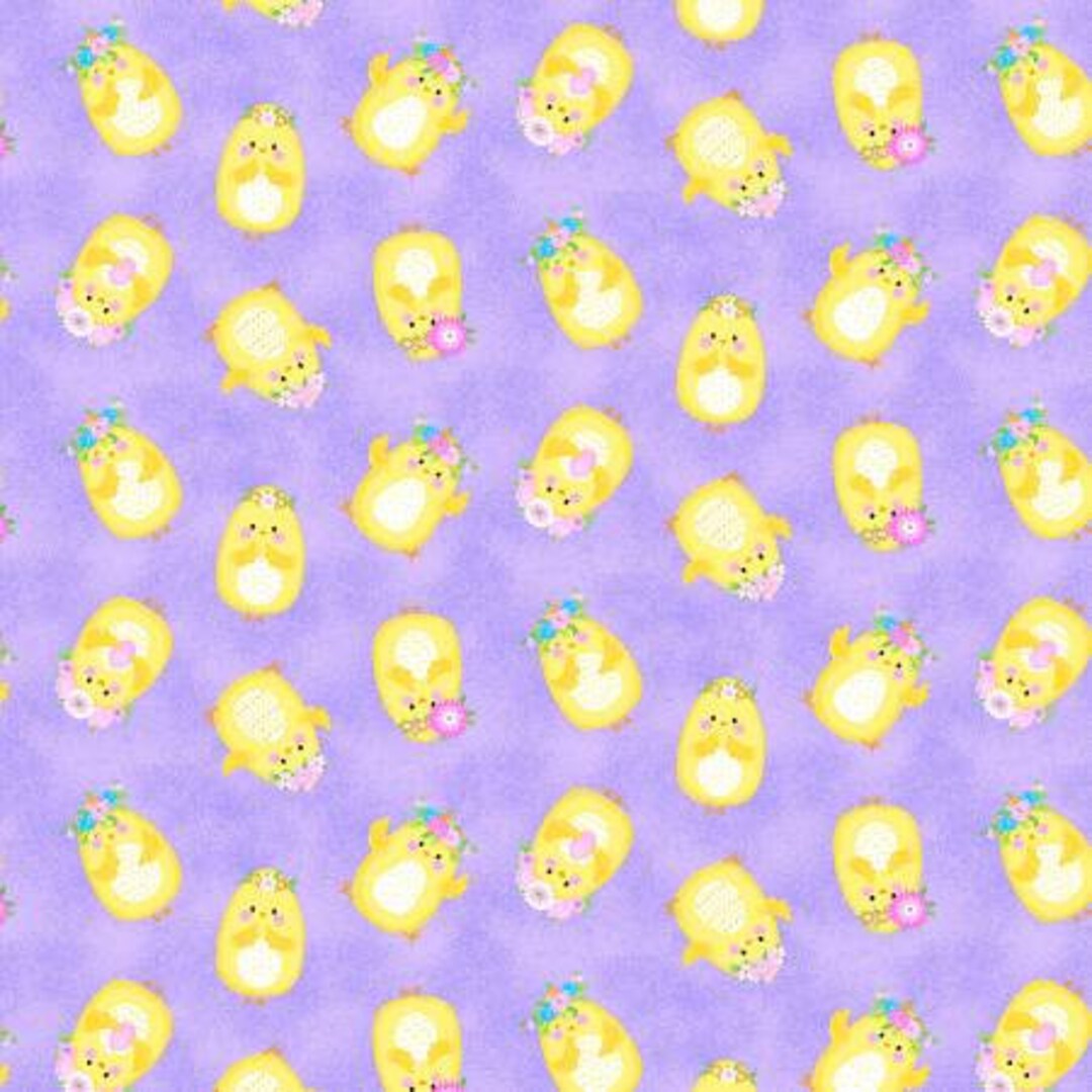 Easter Fabric, Easter Chicks, Purple Yellow Easter, Hippity Hop Chick ...
