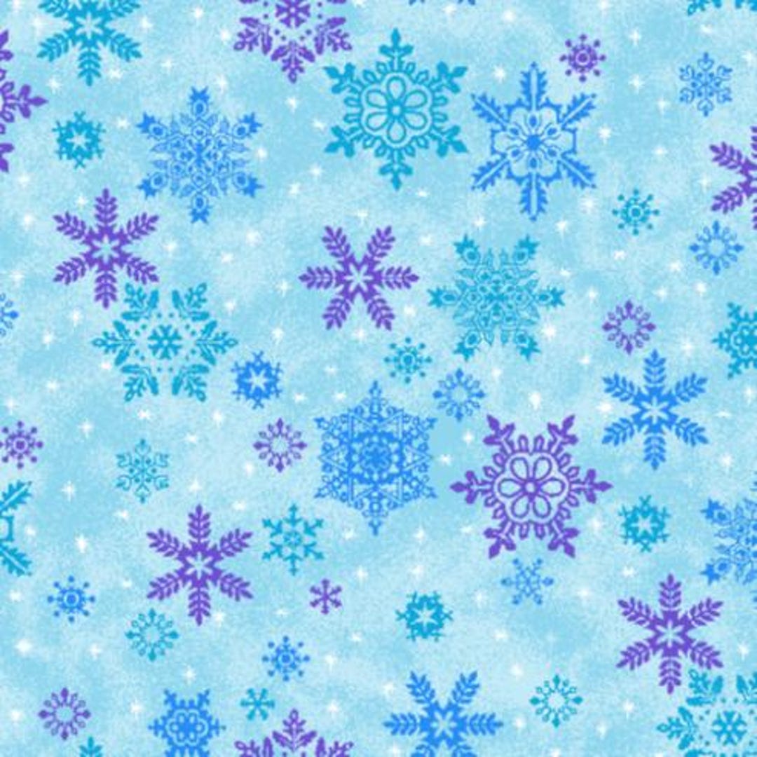 Snowflake Fabric, Christmas Fabric, Blue Snowflake, Blue Christmas ...