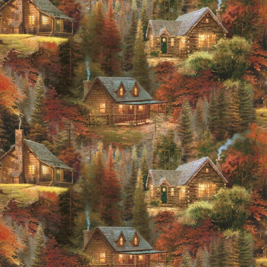 Fall Fabric, Fall Foliage, Log Cabins, Fall Tree Colors, Cabin in the ...