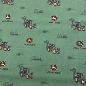 John Deere Fabric, Tractor Fabric, John Deere, Tractor Toss, Cotton Fabric Quilting Green John ...