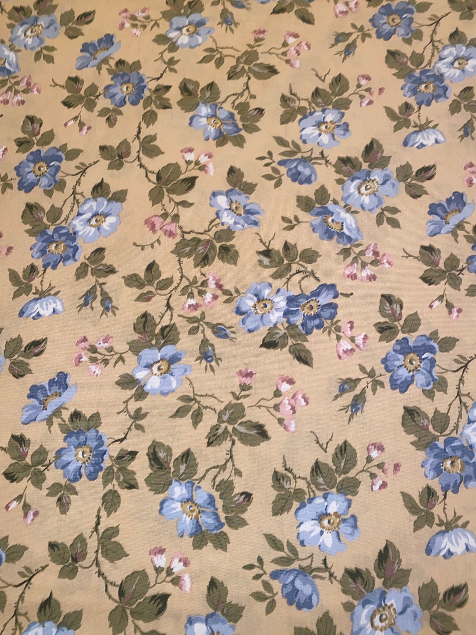 Blue Floral, Midnight Garden Floral Dijon, Cotton Quilting Fabric ...