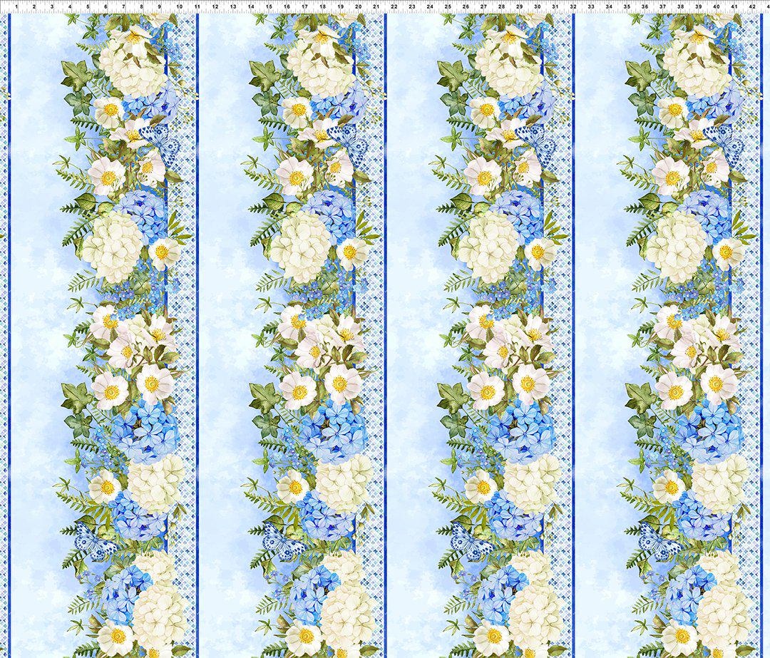 Floral Fabric, in the Beginning Fabric, Periwinkle Spring, 2PS 1, Blue ...