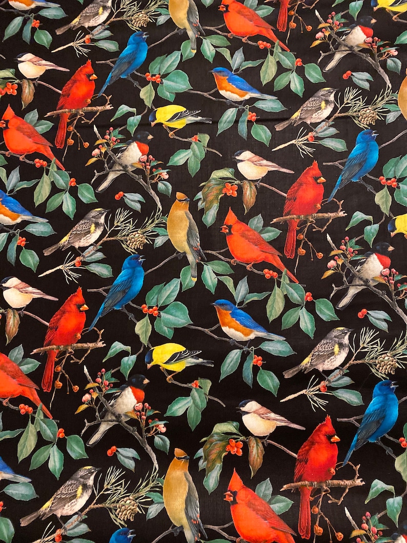 Bird Fabric, Birds and Holly, Birds on Black, Trees and Birds ...