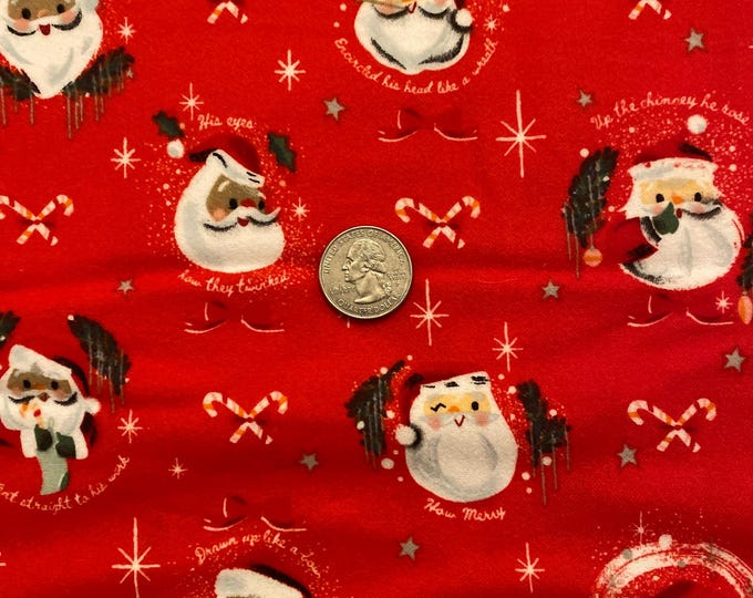 Santa Fabric, FLANNEL Santa Claus. Riley Blake, Red Santa Flannel ...