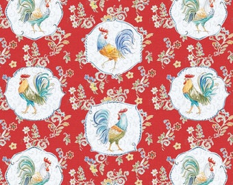 Red Rooster Fabric | Etsy