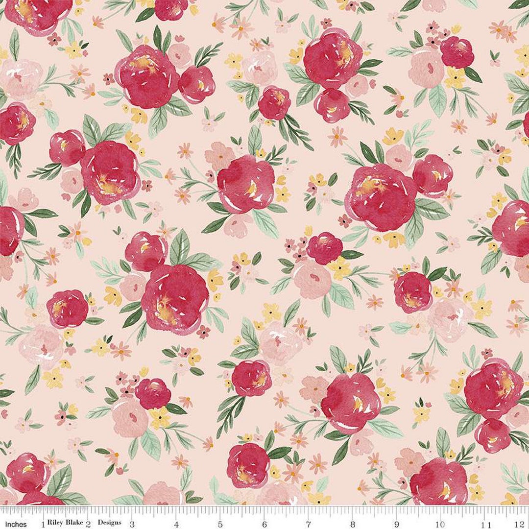 Rose FLANNEL, Pink Rose Flannel, Floral Flannel, Fabric, Riley Blake ...