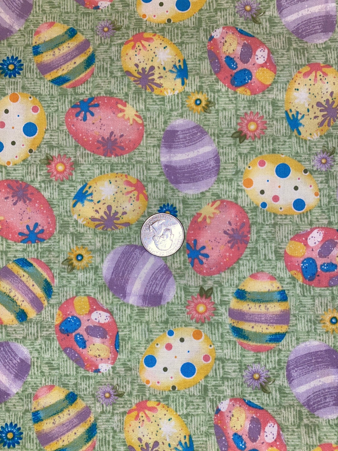 Easter Fabric, Easter Egg Fabric, Green Easter Egg Toss, 563-066 ...