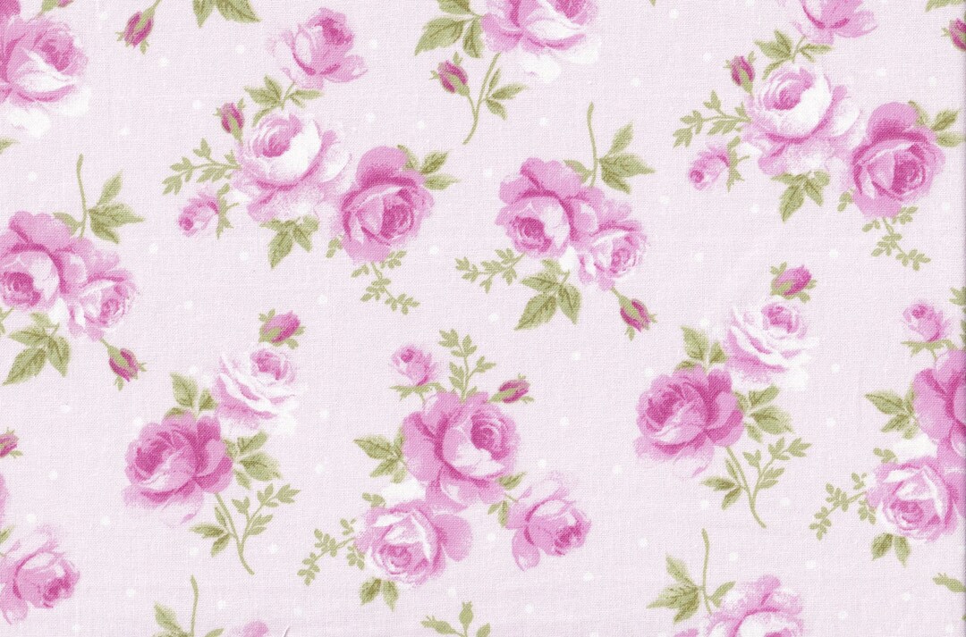 Rose Fabric, Pink Rose Fabric, Fabric Traditions Fabric, Roses and Dots ...
