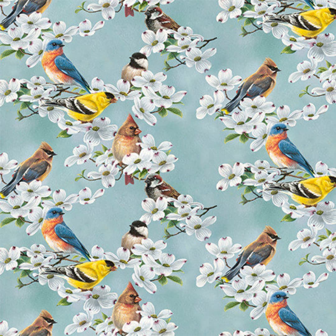 Bird Fabric, Beautiful Birds, Trees Birds, Cotton Quilting Sewing ...