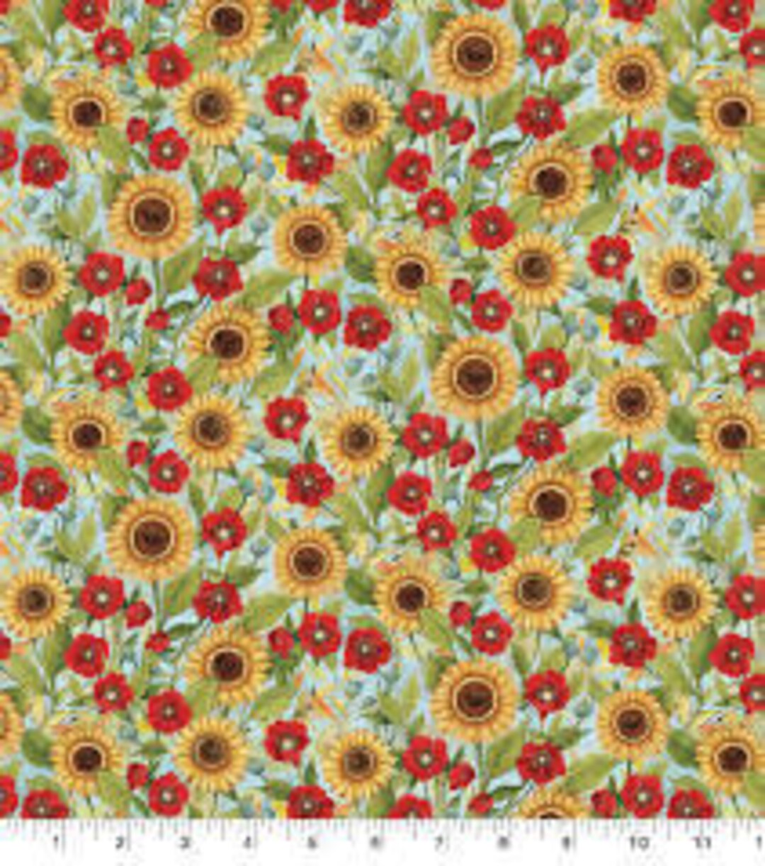 Fall Flowers Fabric, Susan Winget, Tossed Floral With Sunflowers ...