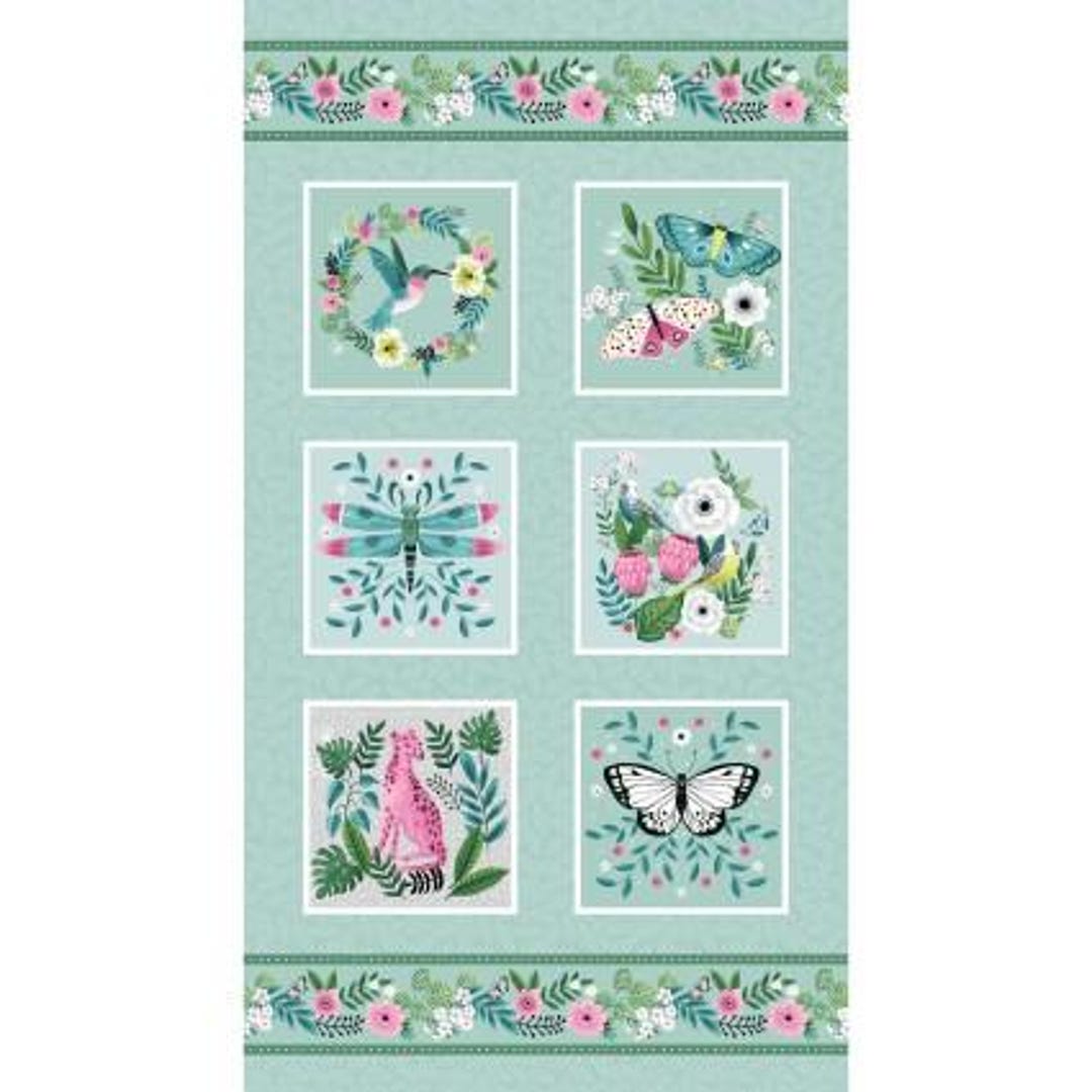 Butterfly Floral Panel, 24 Inch Panel, Tropical Menagerie, Bird Fabric ...