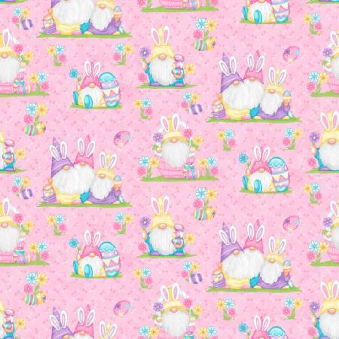 Easter Fabric, Easter Gnomes Eggs, Hoppy Easter, Shelly Comiskey, Pink ...