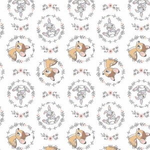 Bambi Fabric, Baby Deer Fabric, Thumper Bambi, FLANNEL, Cotton Fabric ...