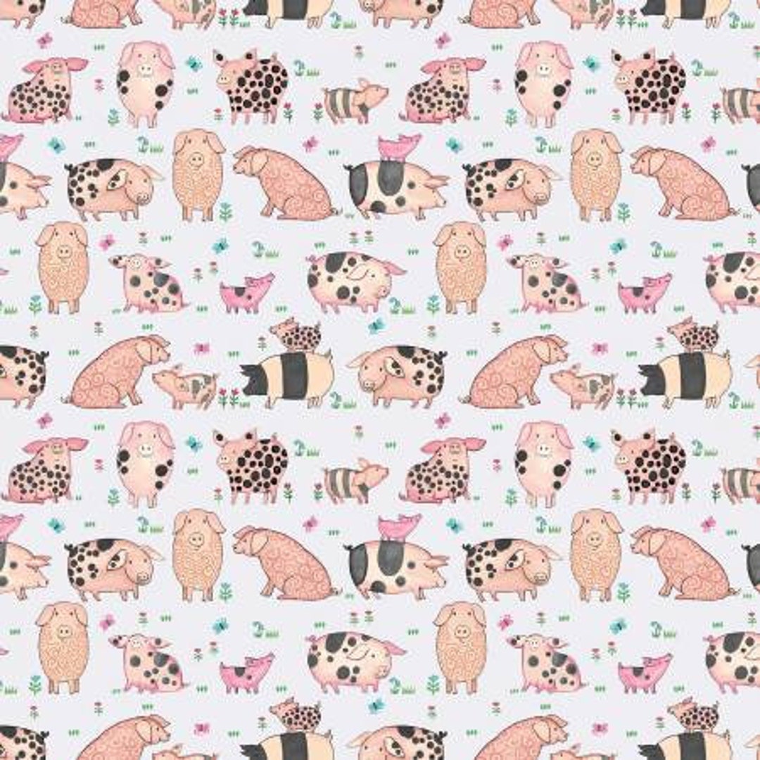 Pig Fabric, Animal Fabric, Baby Pig Fabric, Cotton Quilting Fabric ...