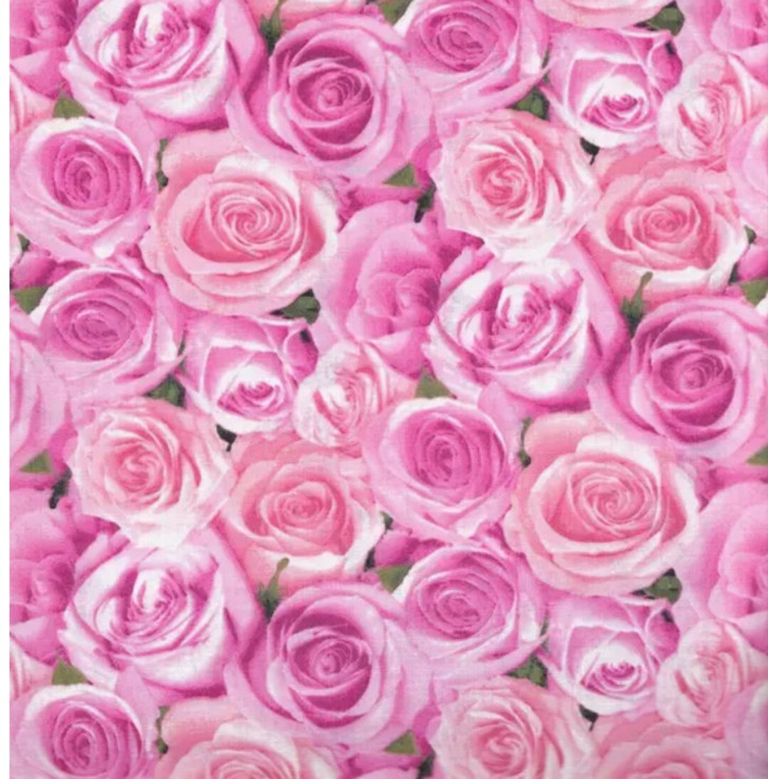 Pink Rose Fabric, Floral Pink Fabric, Fabric Traditions, Pink Flowers ...