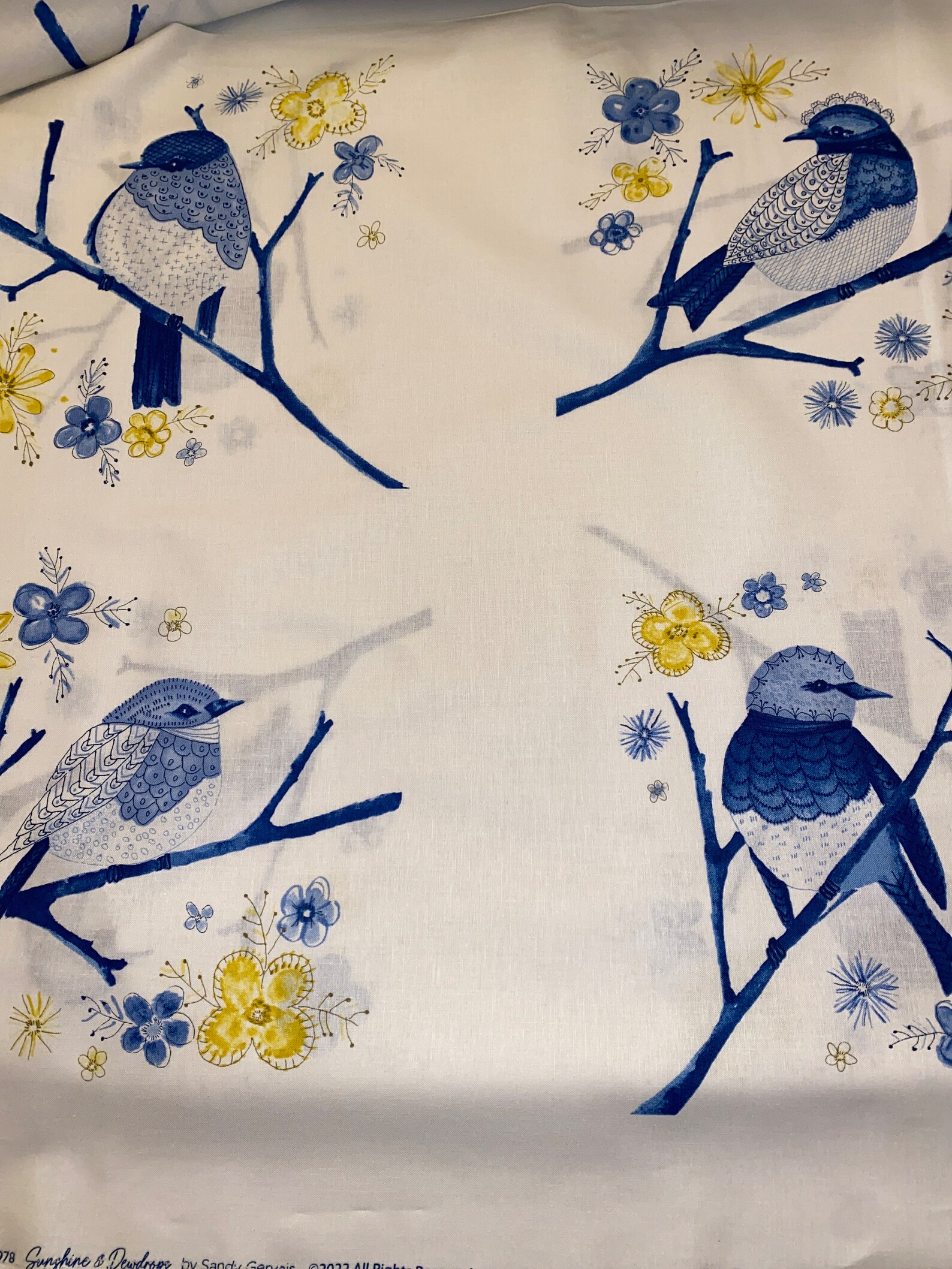 Bird Panel, Bluebird Fabric Panel, 24 Inch Panel, Riley Blake, Sunshine ...