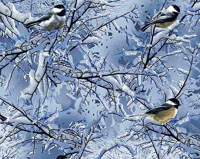 Winter Birds, Tree and Birds, Timeless Treasures Birds on Snowy ...