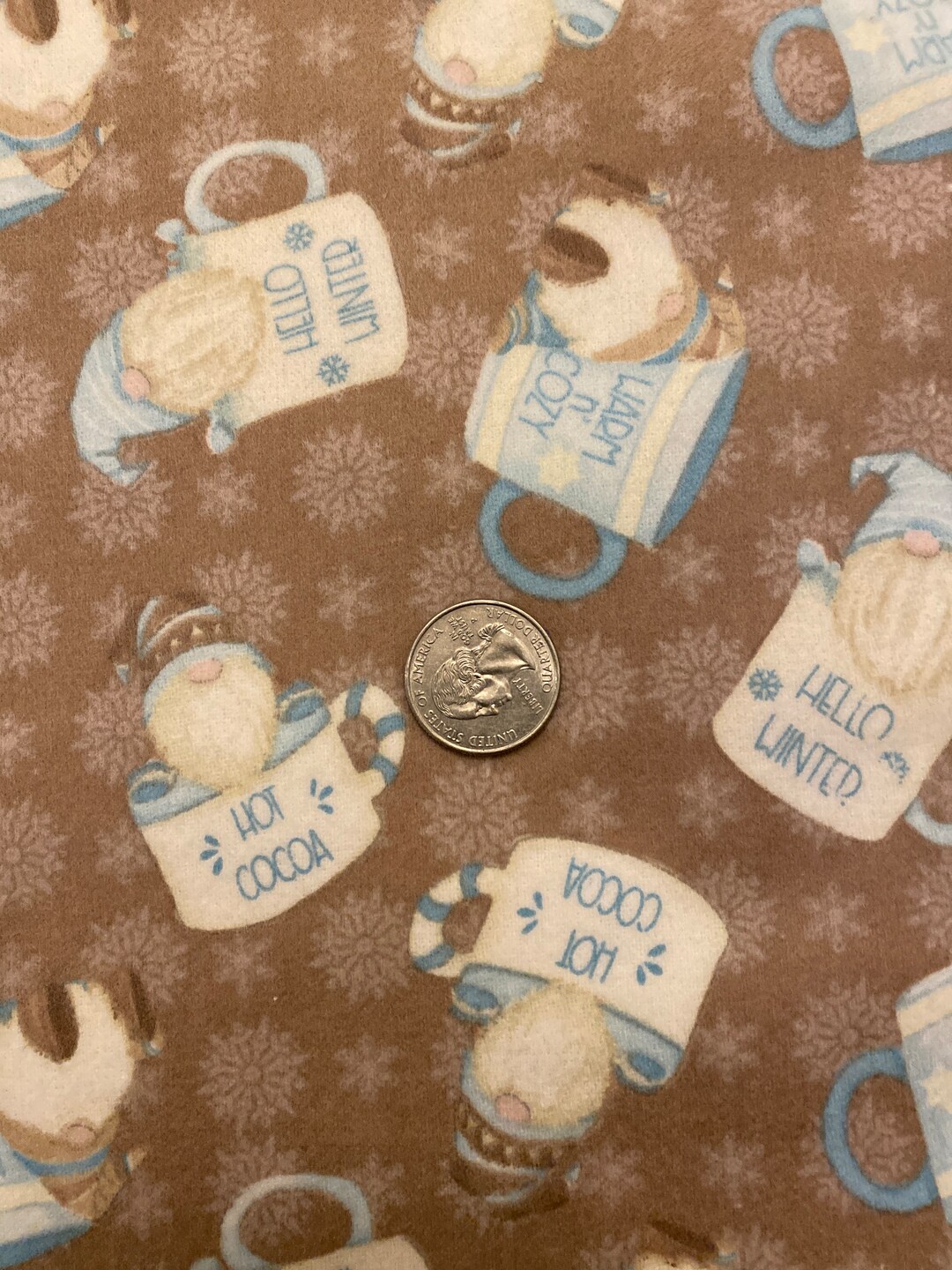 Gnome FLANNEL, Henry Glass, HOT COCOA Gnomes, Gnomes in Cups, Hot Cocoa ...