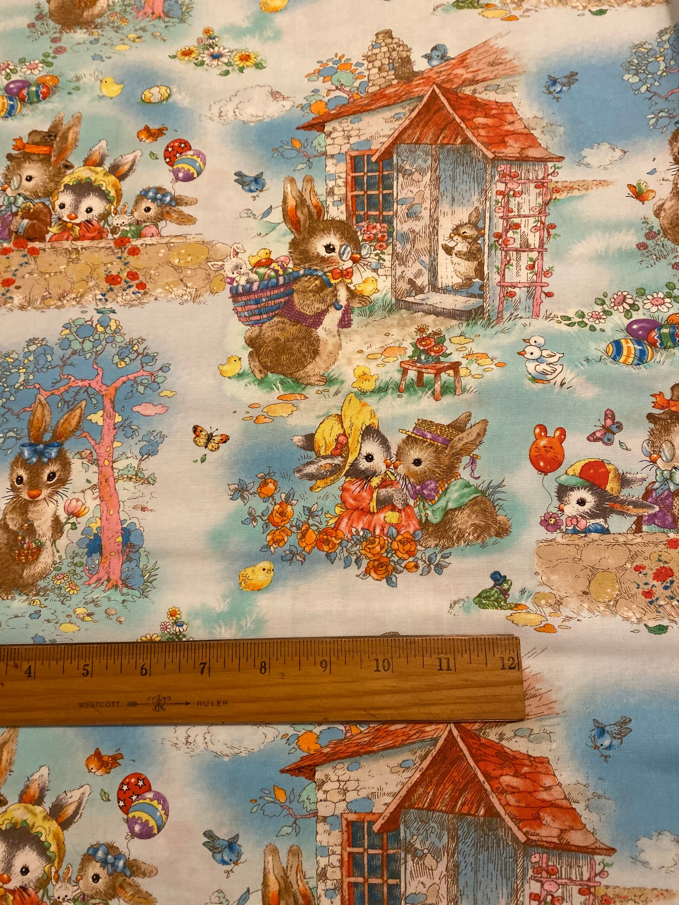 Easter Fabric Easter Egg Fabric Blue Easter Fabric Bunny | Etsy