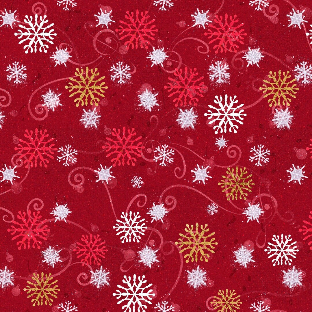 Red Snowflake Fabric, Christmas Fabric, 12 Days of Christmas, Studio E ...