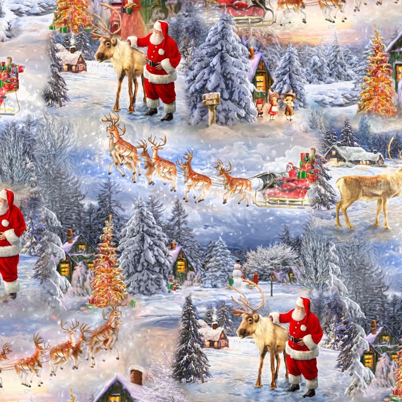 Vintage Santa Fabric - Etsy