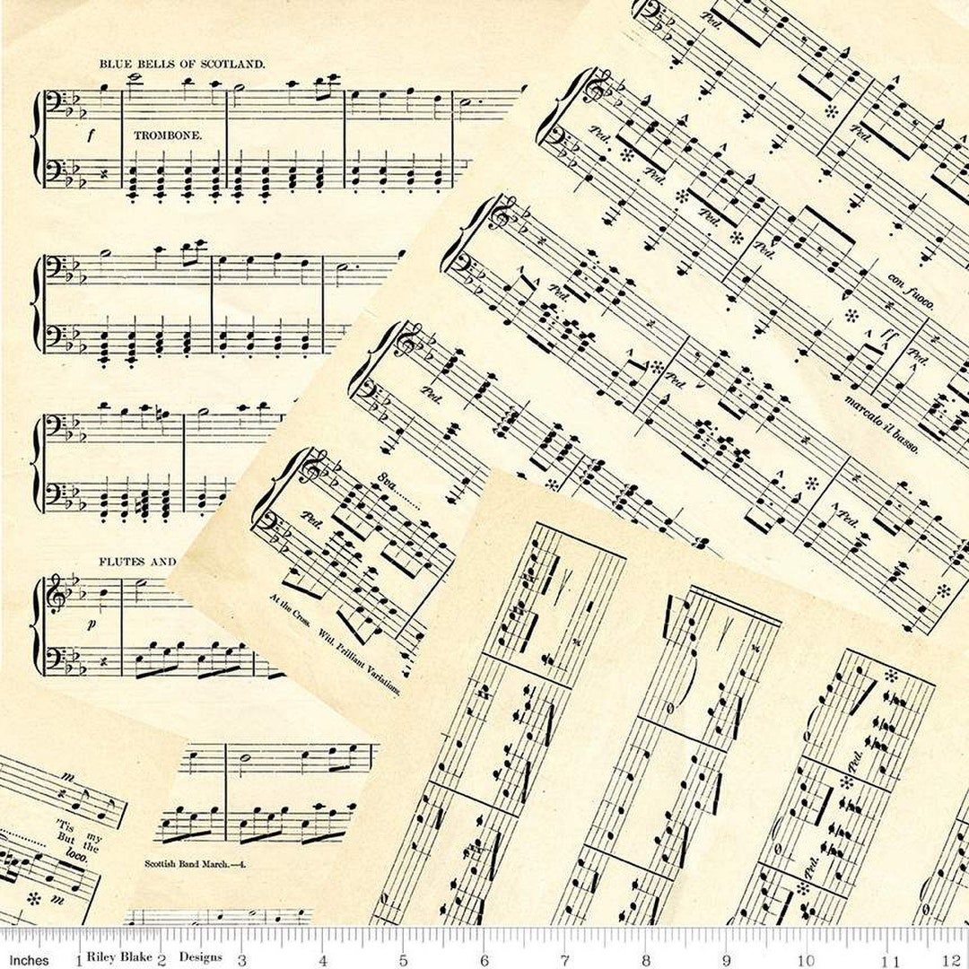 Music Notes Fabric, Parchment Musical Notes, Music Notes, Riley Blake ...