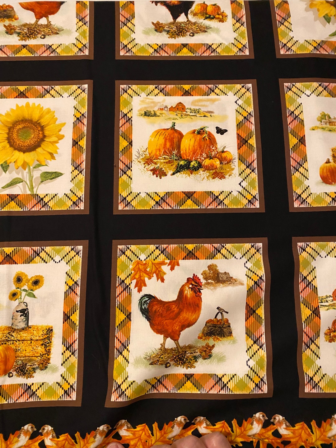 Chicken Fabric, Fall Fabric, Autumn Fabric Panel, Autumn Splendor ...