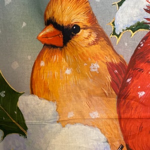 Christmas Bird Panel, David Textiles, Digital, Cardinals Winter, Snowy ...