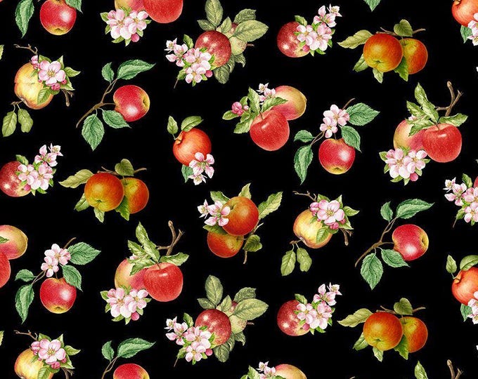 Apple Fabric, Red Apple Fabric, Quilting Cotton, CD 2863, Black Apples ...