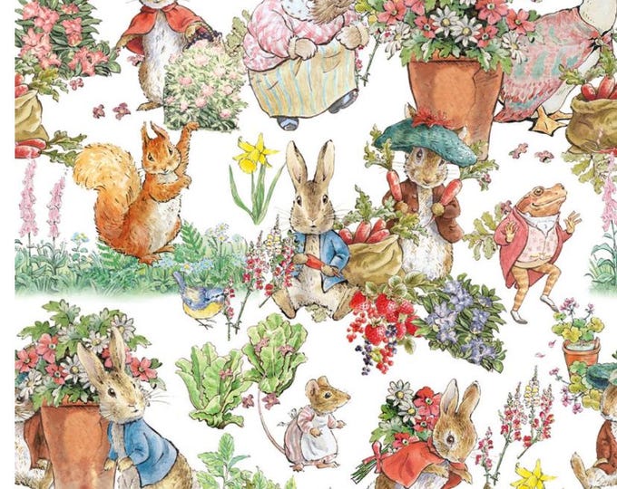 Peter Rabbit Fabric, Beatrix Potter, Cotton Quilting, Peter Rabbit and ...
