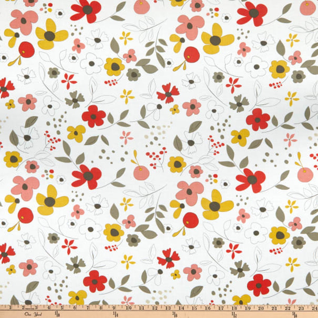 On the Bright Side, Cream Floral Fabric, Cream Flowers, Floral Fabric ...