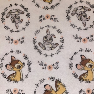 Bambi Fabric, Baby Deer Fabric, Thumper Bambi, FLANNEL, Cotton Fabric ...