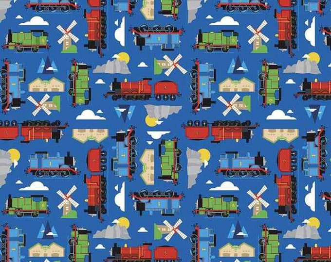 Thomas the Train, Sodor Blue Fabric, Train Thomas Fabric, Blue Train ...