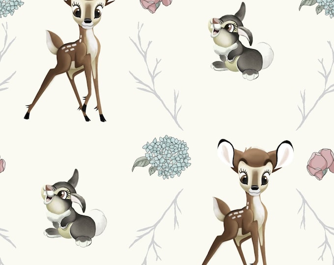 Bambi Fabric, Baby Deer Fabric, Bambi and Friends, Cotton Fabric ...
