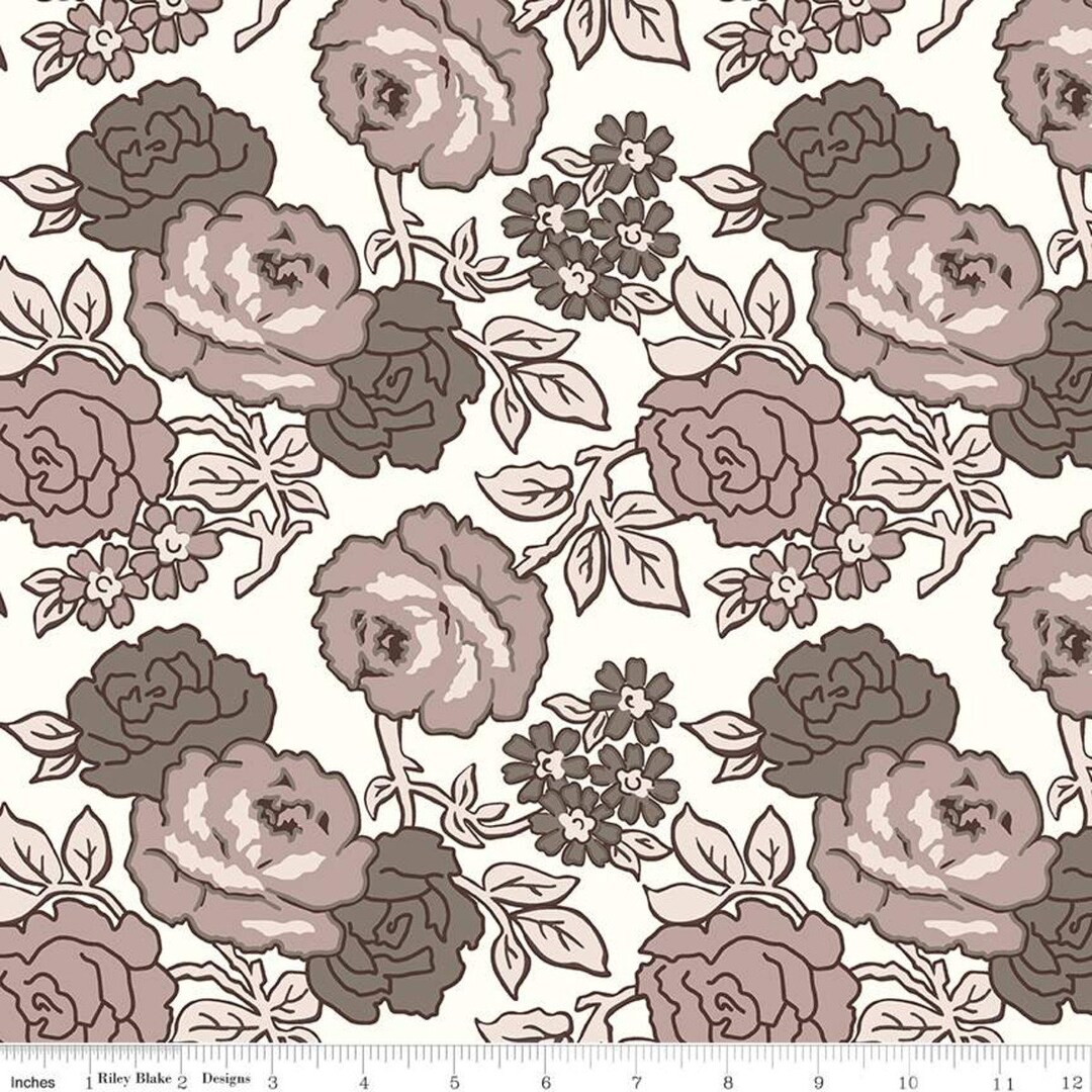 Wide Back Fabric, Neutral Roses Fabric, Flea Market Roses, Neutral ...
