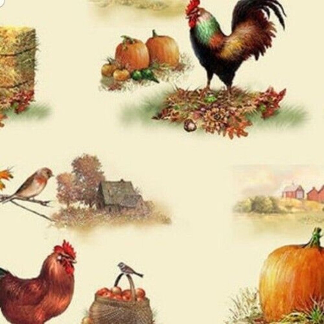 Chicken Fabric, Fall Fabric, Autumn Fabric, Autumn Splendor, Henry ...