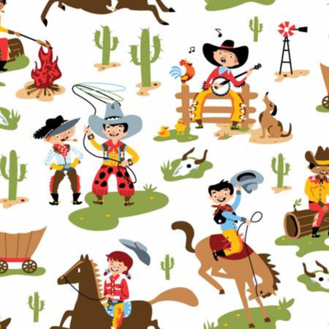 Cowboy Fabric, Horses Cowboys, Freckle and Lollie, Howdy Pardner ...
