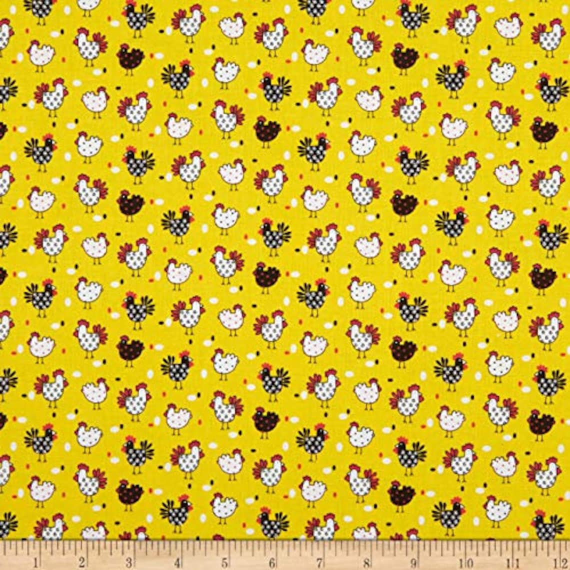 Chicken Fabric Yellow Chicken Fabric Fabric Traditions - Etsy