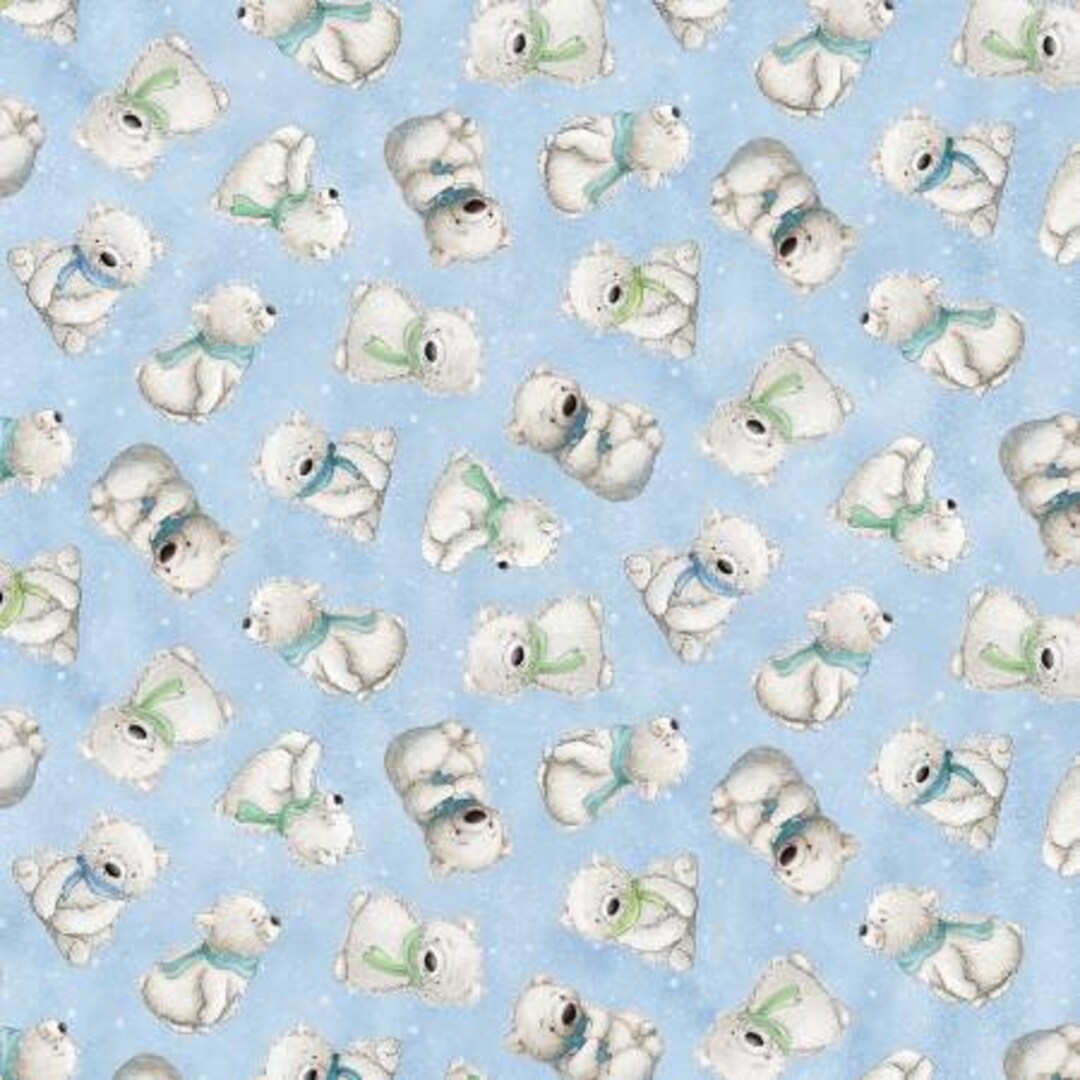 Baby Bears, Blue Polar Bears, C1140-SKY, Timeless Treasures, Arctic ...