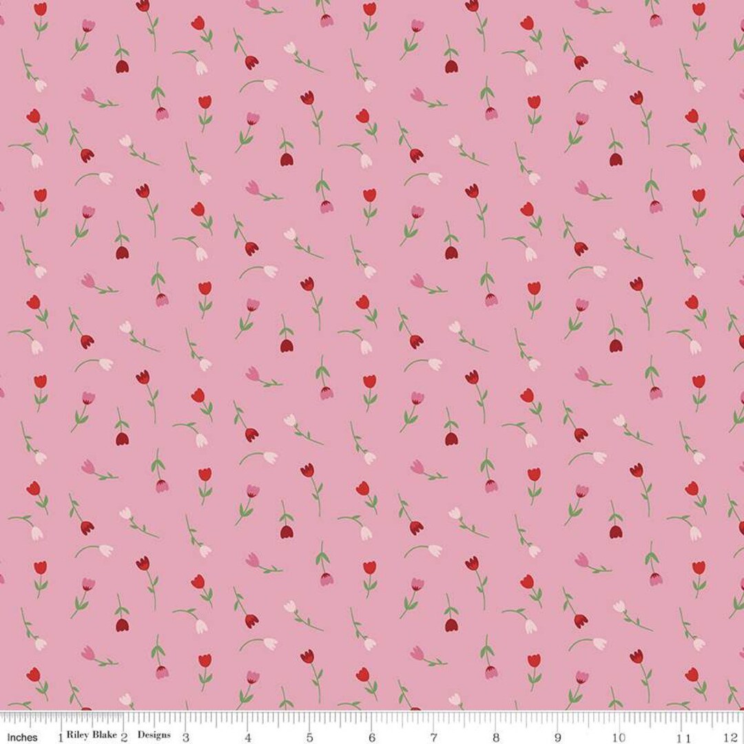 Pink Floral Pink Tulips, Riley Blake Fabric, Sewing Quilting 100% ...