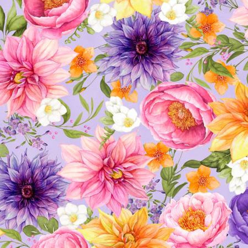 Purple Floral Fabric Large Purple Flowers Wilmington Prints - Etsy