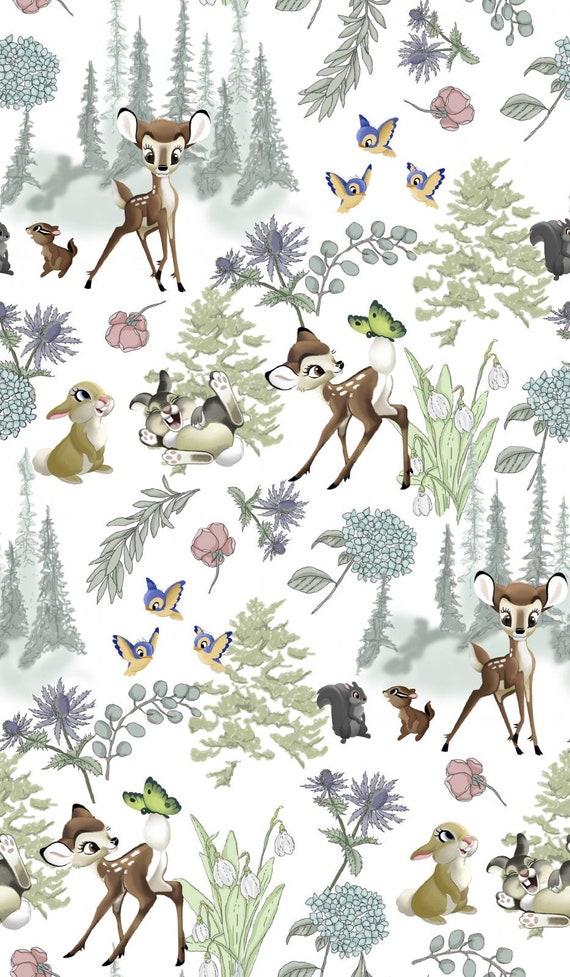 Bambi Fabric Baby Deer Fabric Bambi and Friends Cotton | Etsy