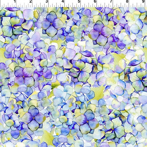 Blue Hydrangea Floral Fabric by the Yard. Quilting Cotton - Etsy