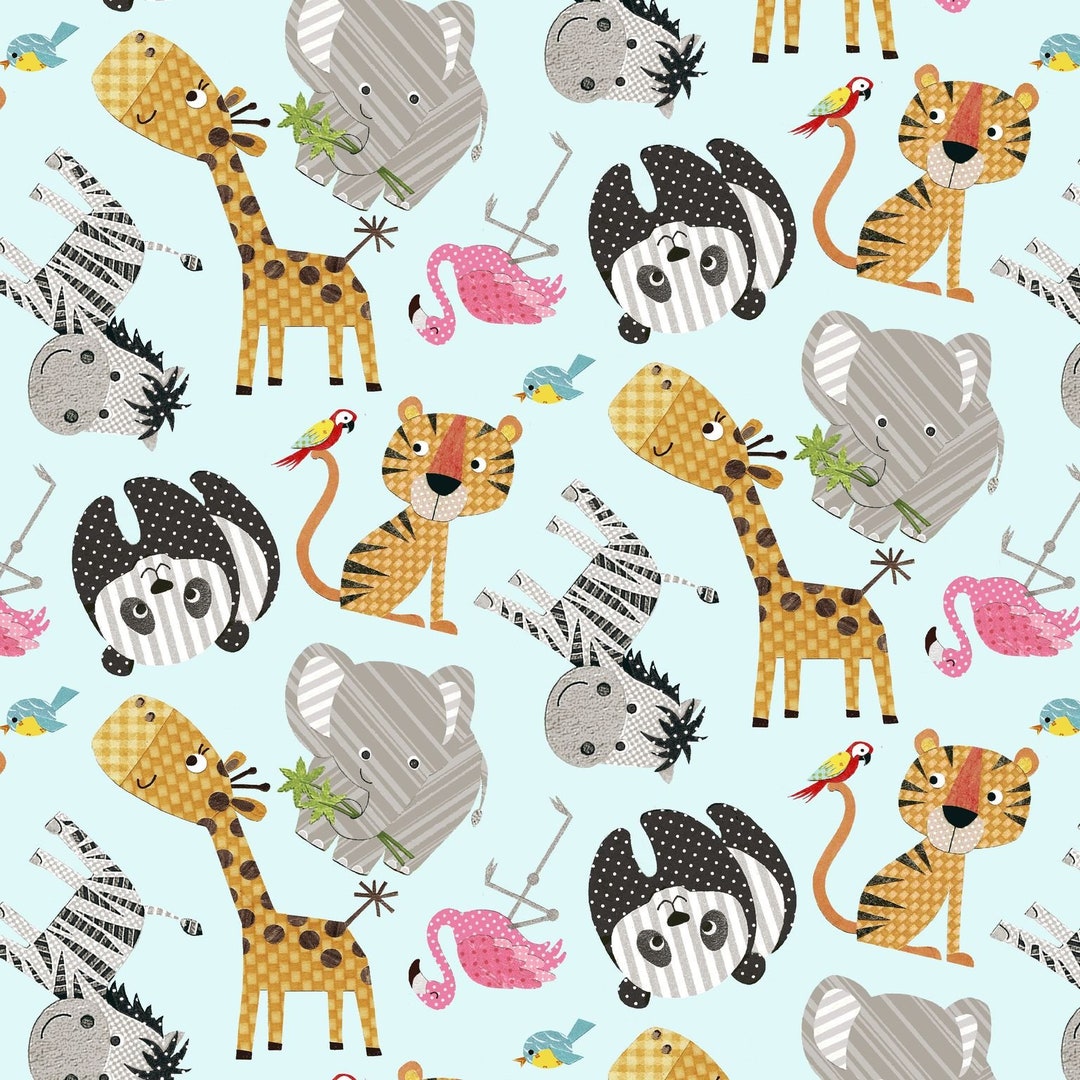 Animal Fabric, at the Zoo, 6600-79 Multi, Tossed Zoo Animals, Panda ...