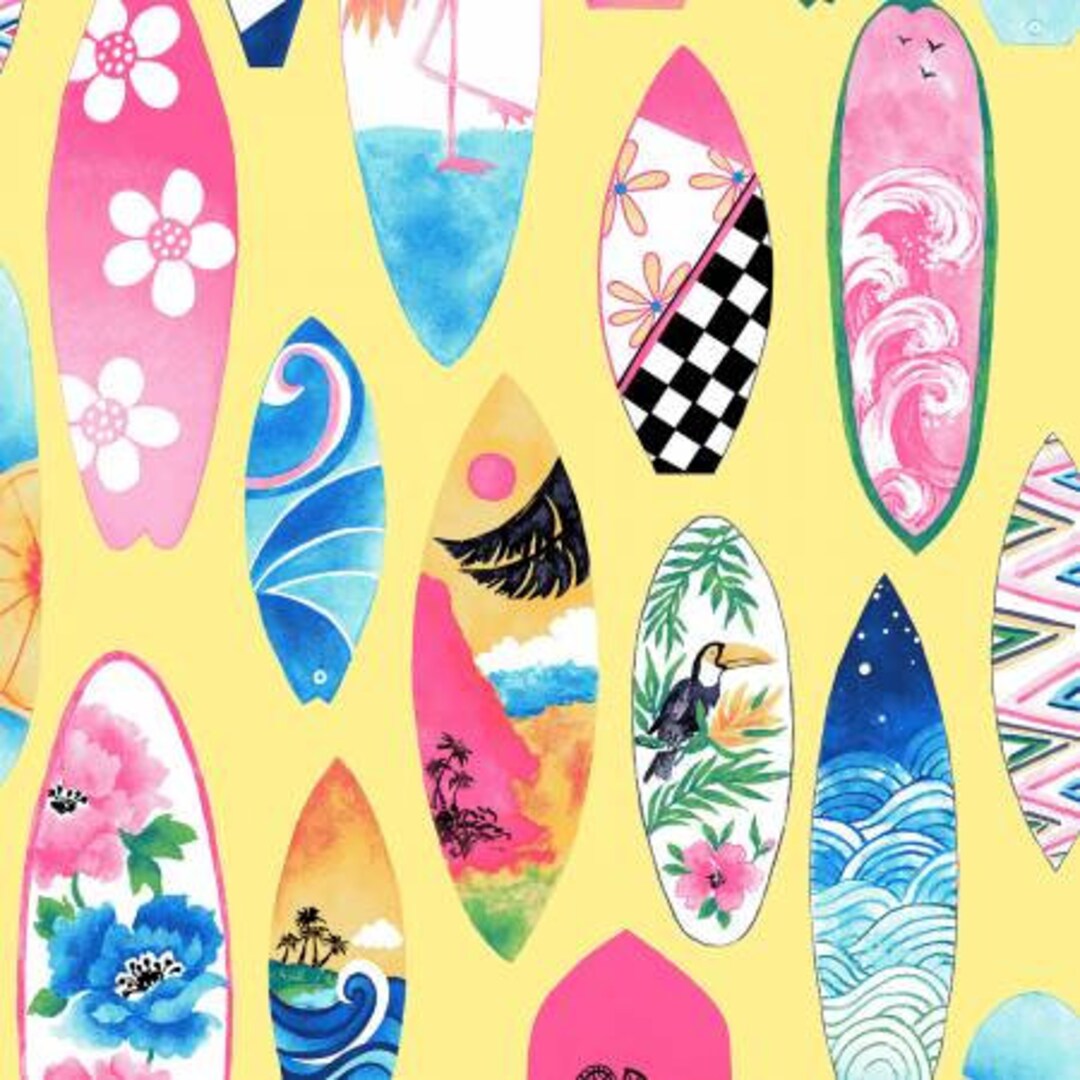 Surf Board Fabric, Beach Fabric, Beach Travel, Freckle and Lollie, 100% ...