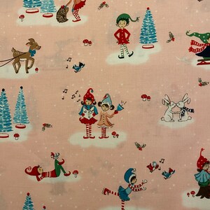 Christmas Fabric, Pixie Noel, Pink Pixie Noel, Riley Blake, Cotton ...