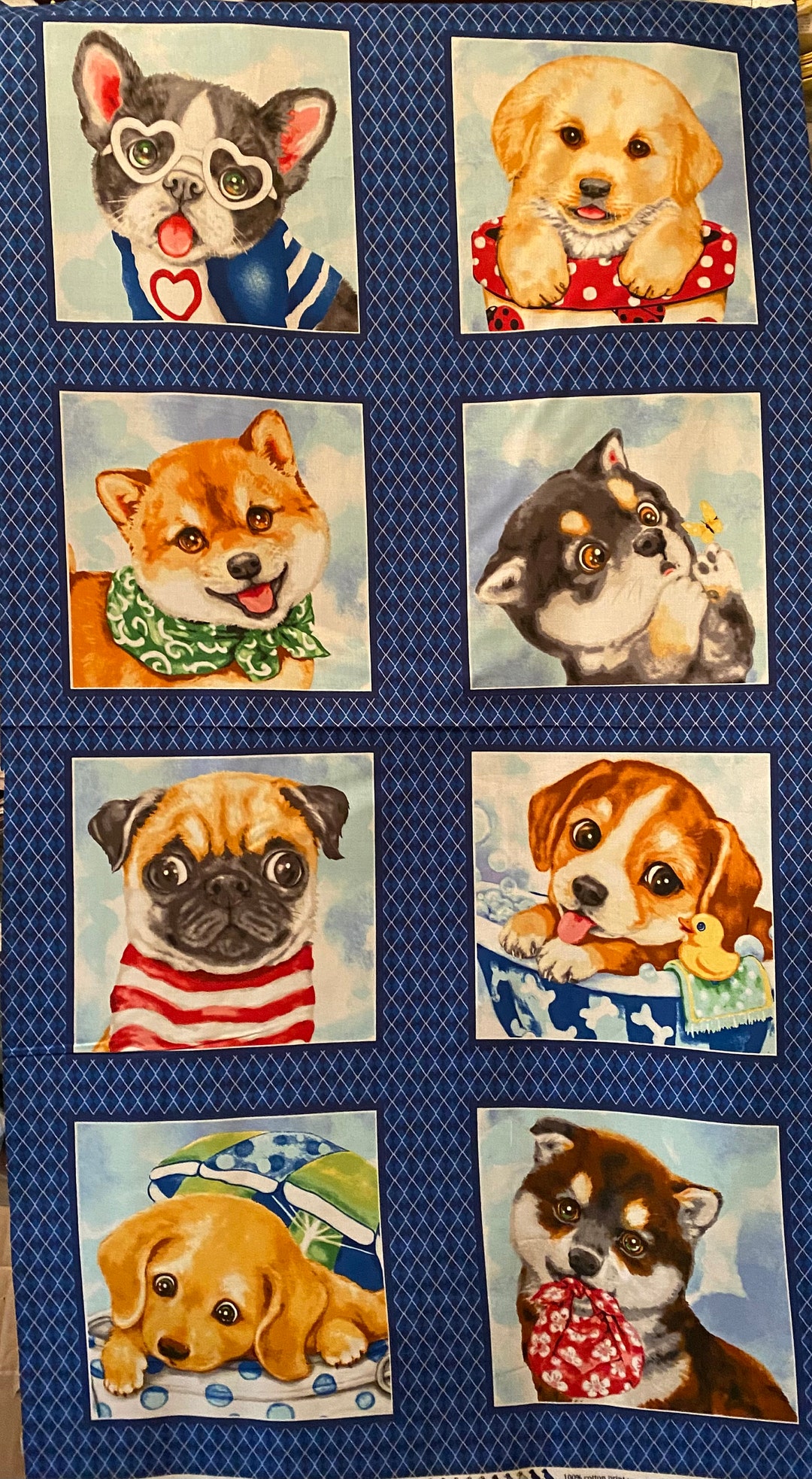 Puppy Fabric, Puppy Panel, Trendy Puppies, Dog Panel, 24 X 43 Panel ...