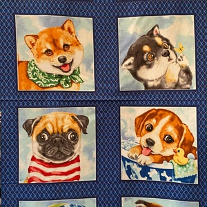 Puppy Fabric, Puppy Panel, Trendy Puppies, Dog Panel, 24 X 43 Panel ...