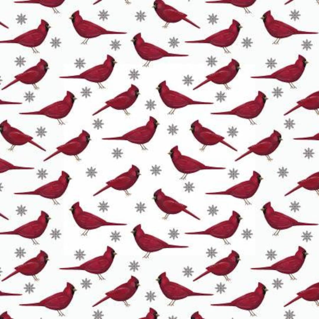 Cardinals Fabric, Bird Fabric, Snow Cardinals, Red Birds, Benartex ...